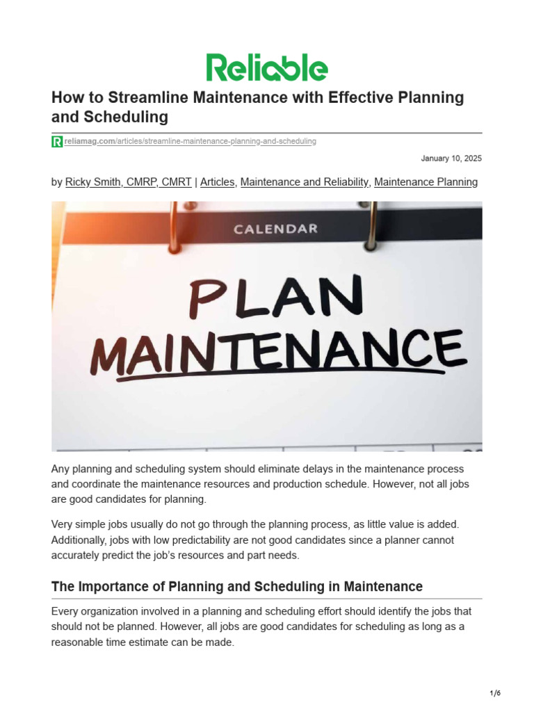 How To Streamline Maintenance With Effective Planning | PDF | Business