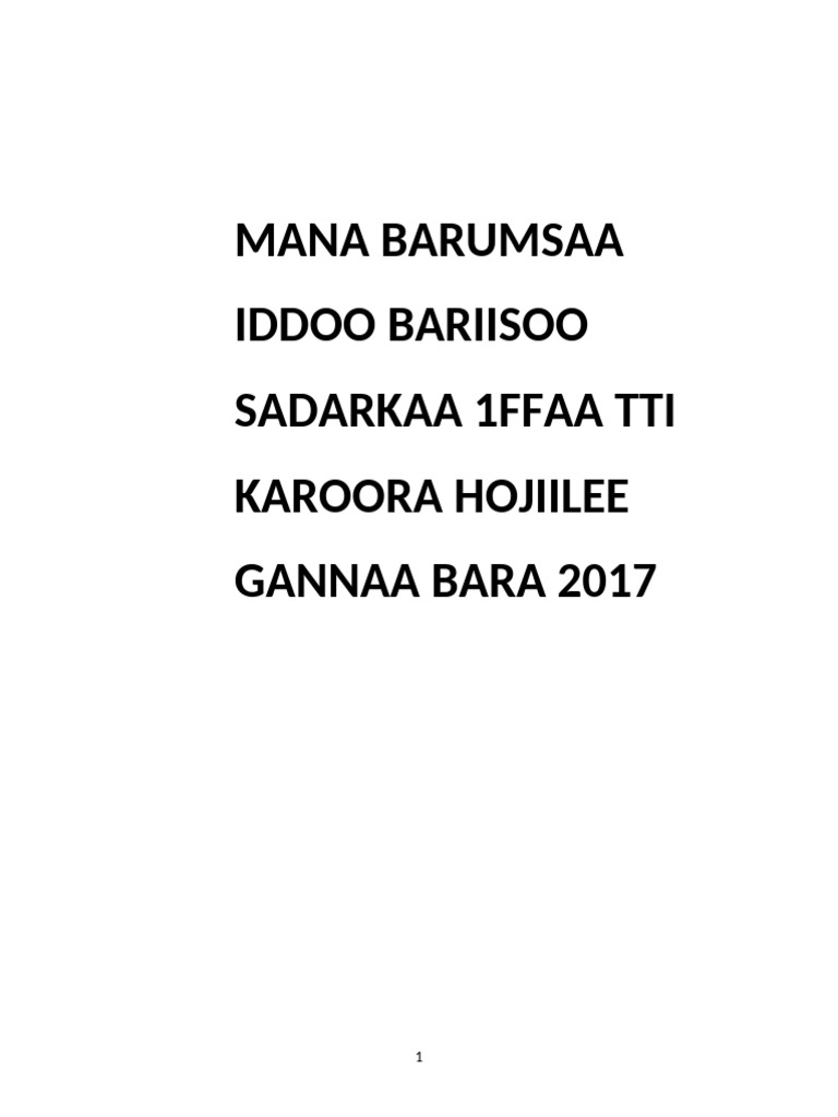 Hojii Gannaa | PDF