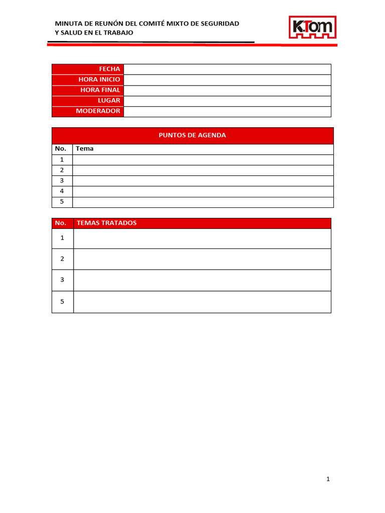 Minuta Comité de Seguridad Laboral | PDF