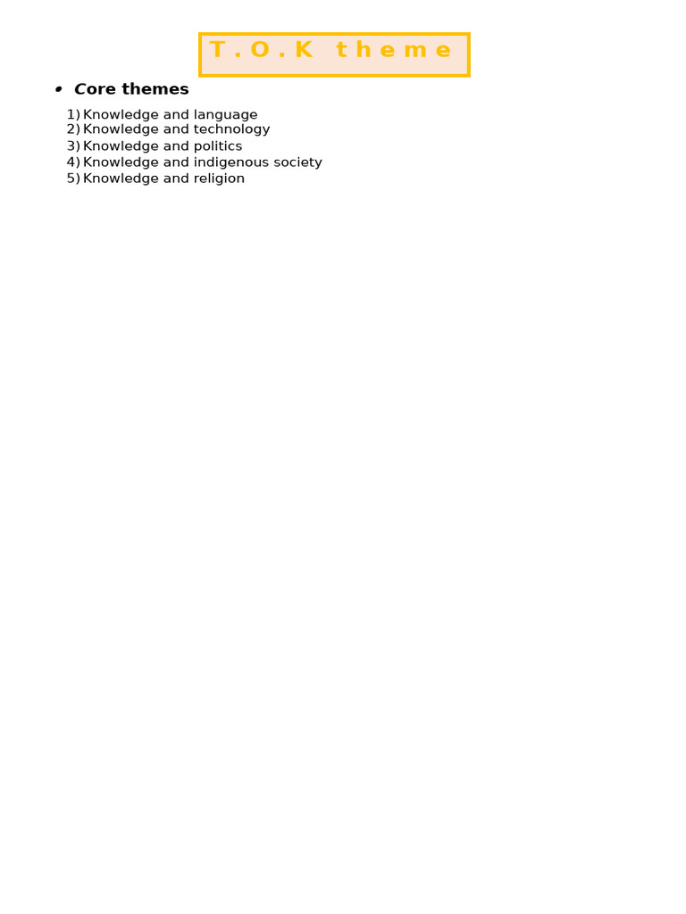 TOK Core Themes | PDF