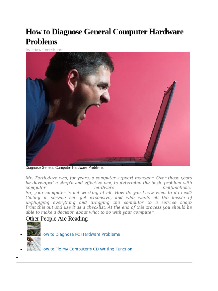 How To Diagnose General Computer Hardware Problems-1 | PDF | Booting ...
