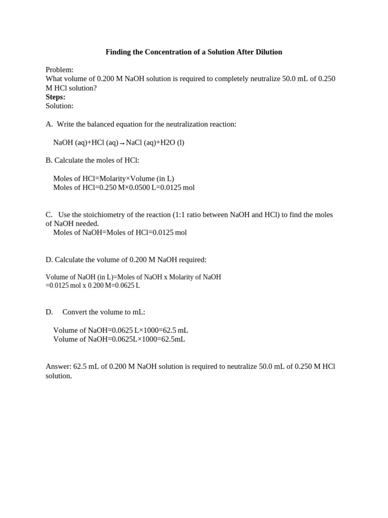 Solution Stoichiometry Problems | PDF