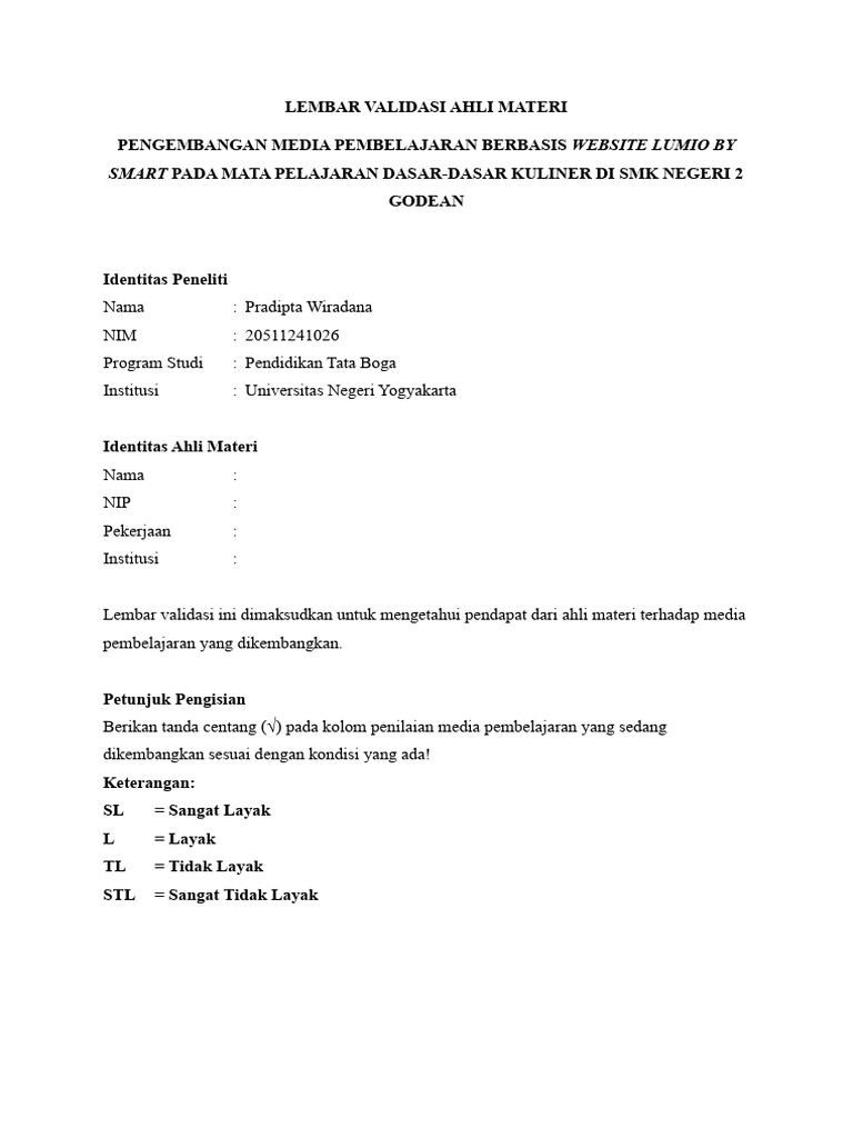 Lembar Validasi Media | PDF