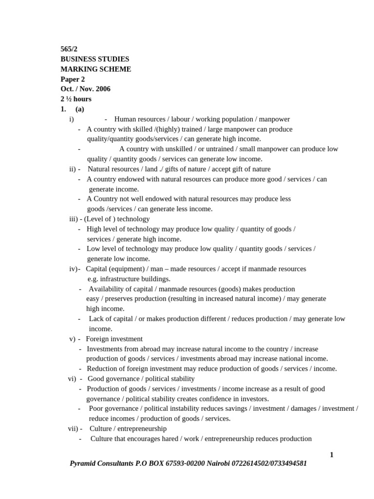 KCSE 2005-2016-Business Studies 2 MS | PDF | Depreciation | Expense
