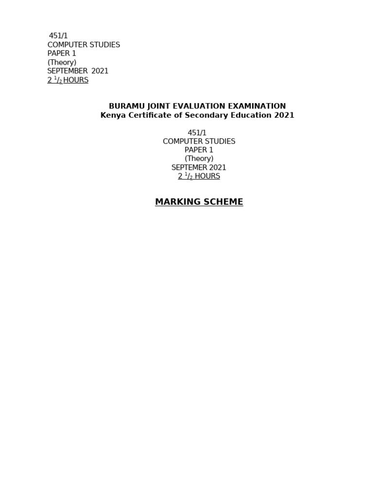 Comp PP1 Marking Scheme | PDF | Computer Network | Operating System