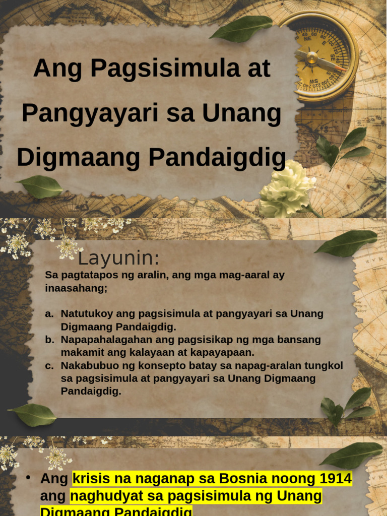 Pangyayari Sa Unang Digmaang Pandaigdig | PDF