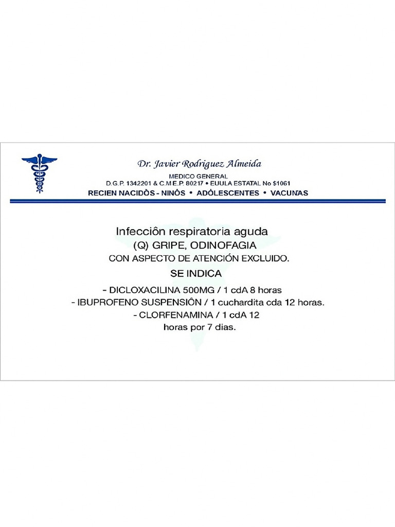 Receta Medica Gripe | PDF