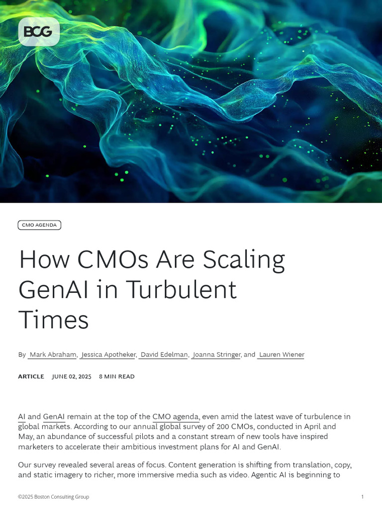 Scaling GenAI for CMOs in 2025 | PDF | Artificial Intelligence ...