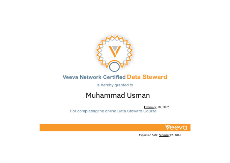 Muhammad Usman - Data Steward Certificate PDF | PDF