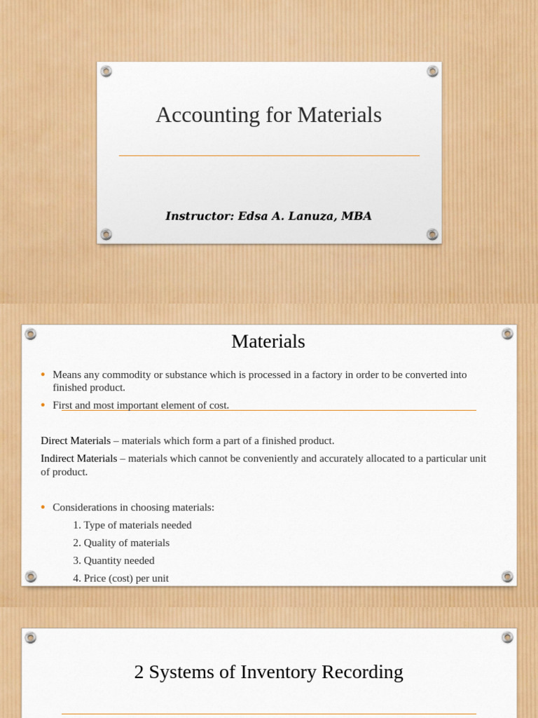 Accounting For Materials | PDF | Inventory | Business Economics