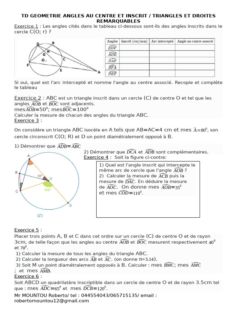 Exercices de géométrie sur les triangles | PDF | Triangle | Cercle