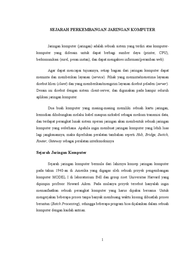 Sejarah Perkembangan Jaringan Komputer | PDF | Komputer