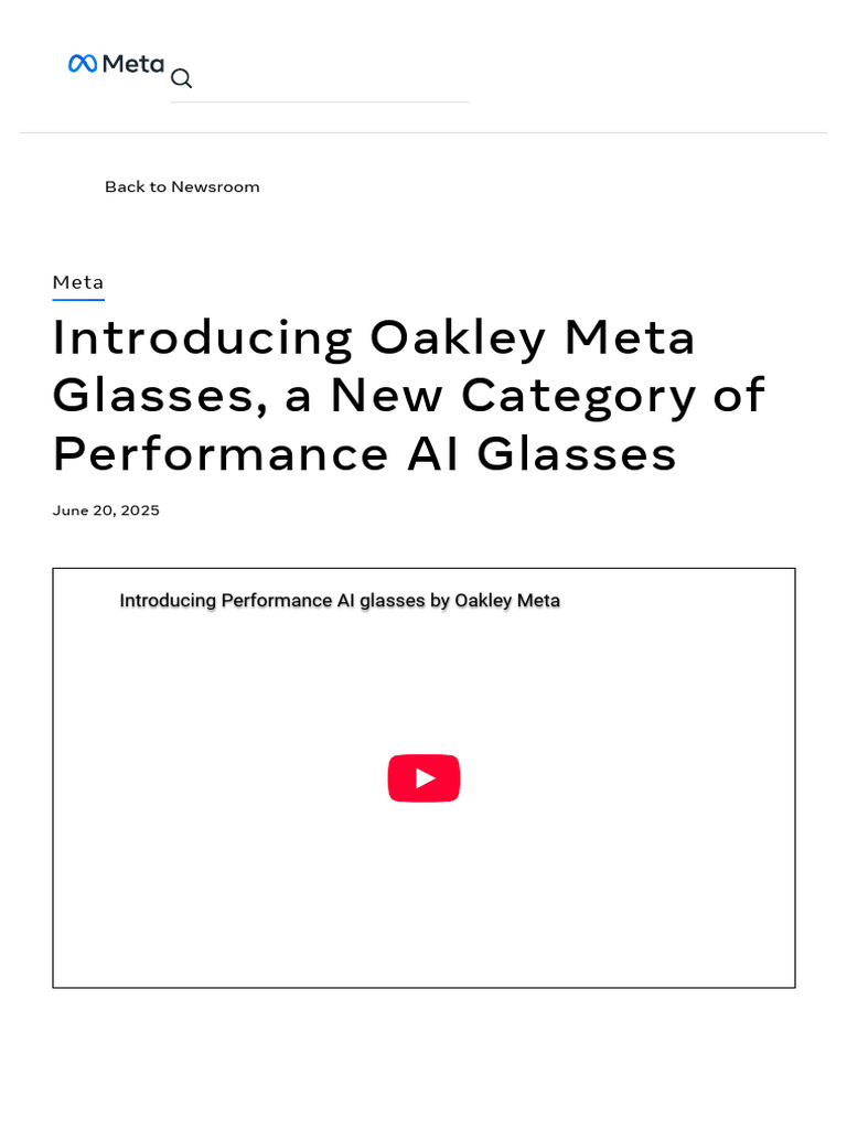 Introducing Oakley Meta Glasses, A New Category of Performance AI ...