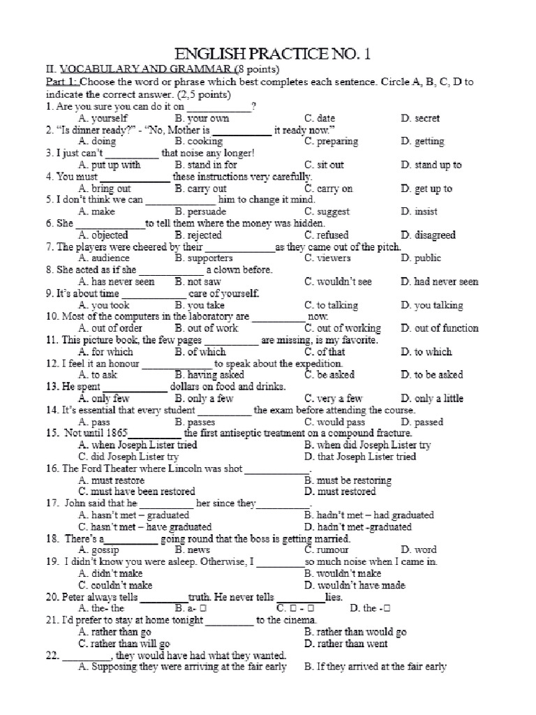 Exercise Practice Test n01 Without Answer Key | PDF | Herman Melville ...