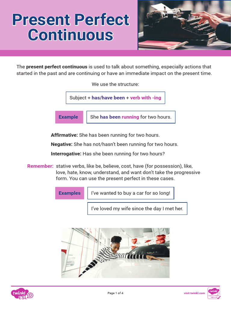 T 1713252735 Esl Present Perfect Continuous Worksheet Adults b1 Ver 1 1 ...