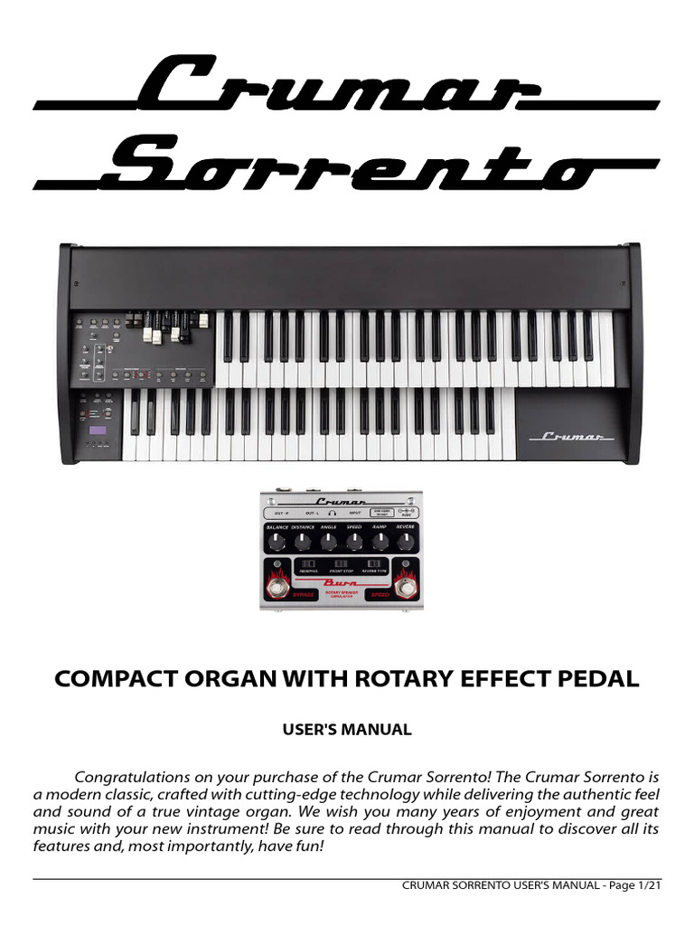 Crumar Sorrento User Manual | PDF | Synthesizer | Musical Instruments