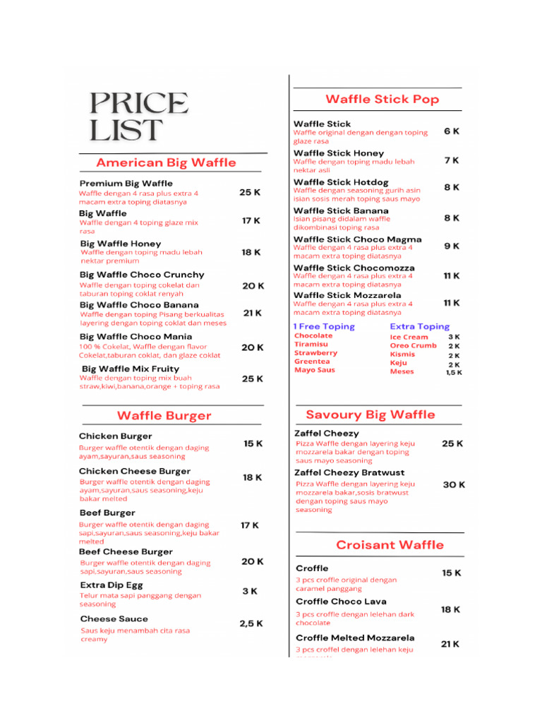 Print Menu 1 | PDF