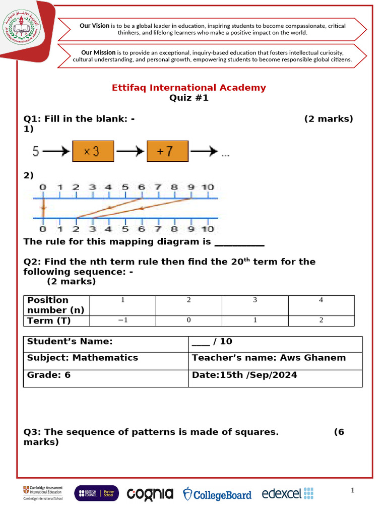 Sequences Quiz | PDF
