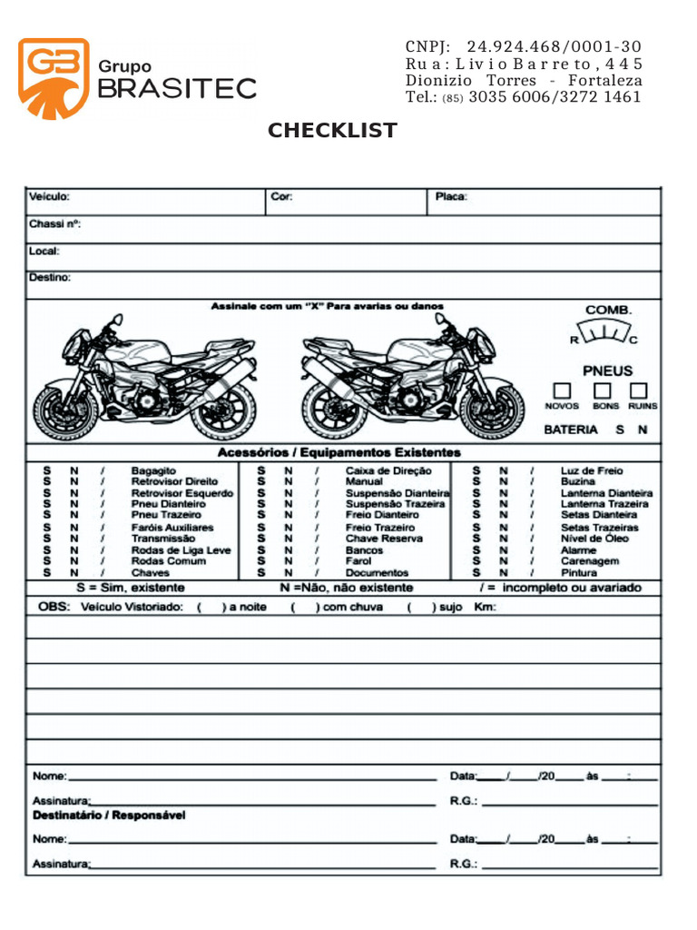 Check List Motocicleta | PDF