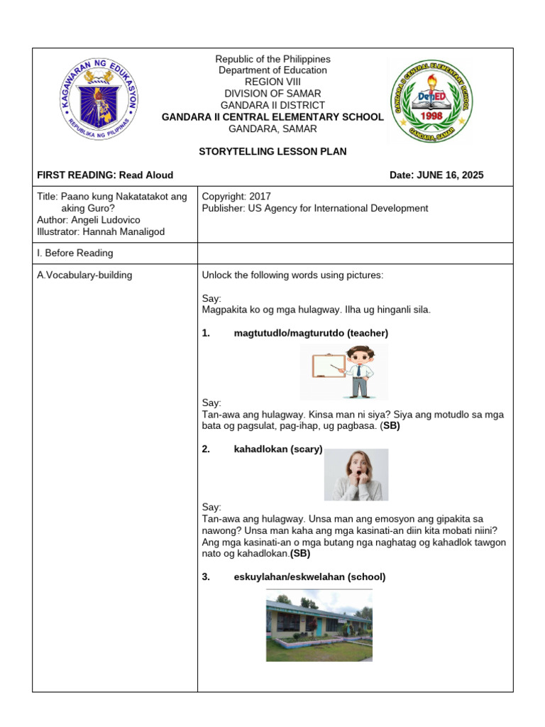 WEEK 1 - R8 KLP - Lesson-Plan-Paano-kung-Nakatatakot-ang-aking-Guro ...