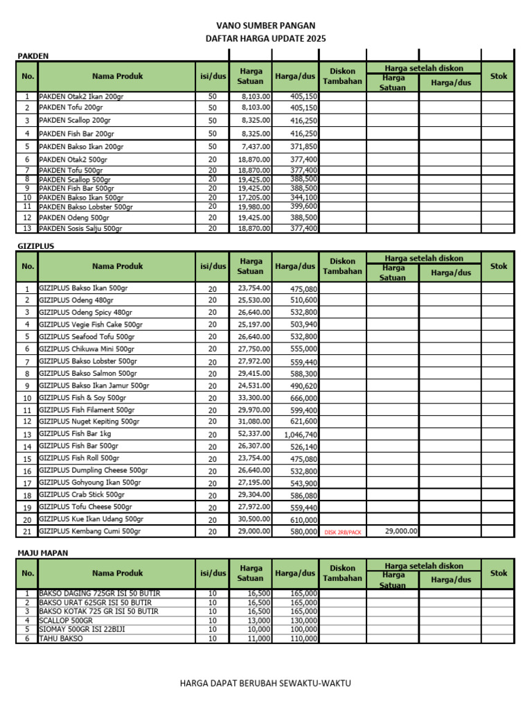 Price List Agen Marett 2025 | PDF