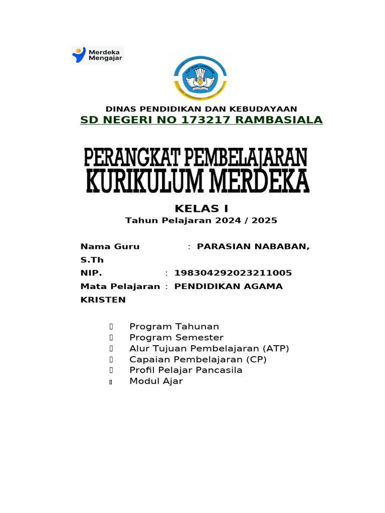 Sampul Perangkat Pembelajaran Kurikulum Merdeka | PDF
