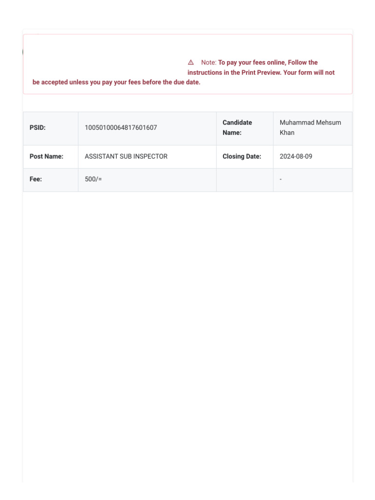 Online Payment Info - SPSC | PDF