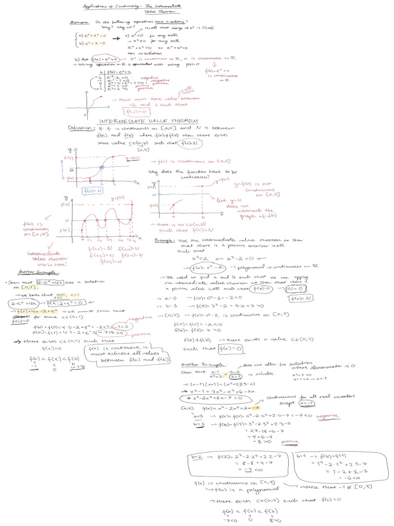 Notes Intermediate Value Theorem | PDF