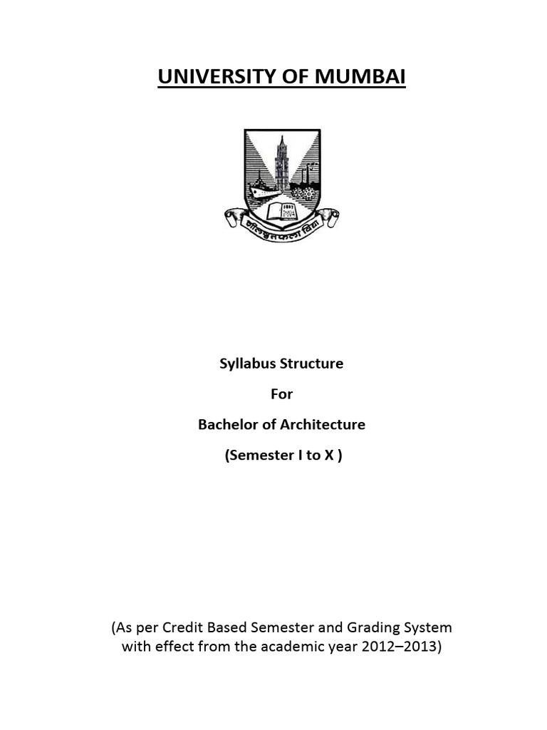 Mumbai University B.Arch Syllabus Overview | PDF | Academia | Cultural ...