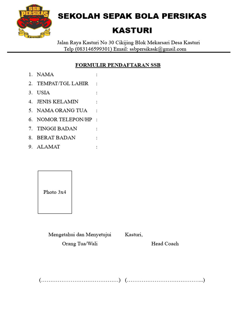 Formulir Pendaftaran SSB | PDF