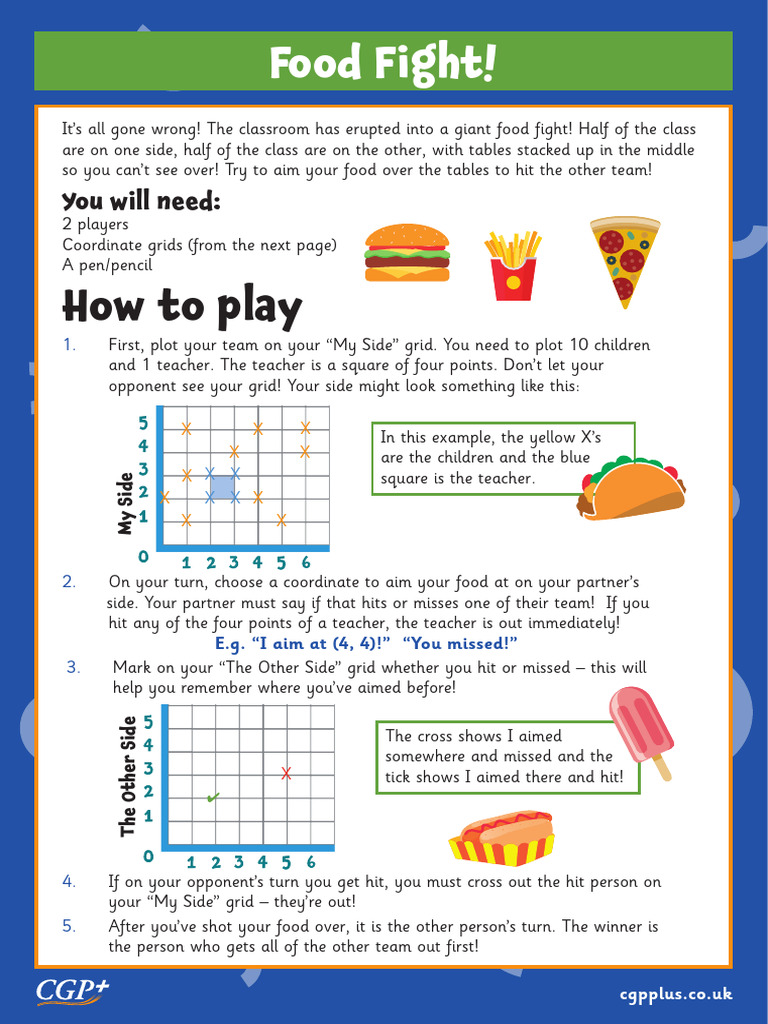 Position and Direction Food Fight Game (Year 4) Full Colour | PDF ...