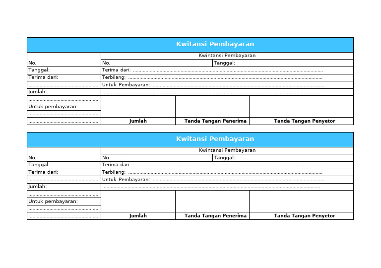Template Kwitansi Pembayaran Kosong | PDF