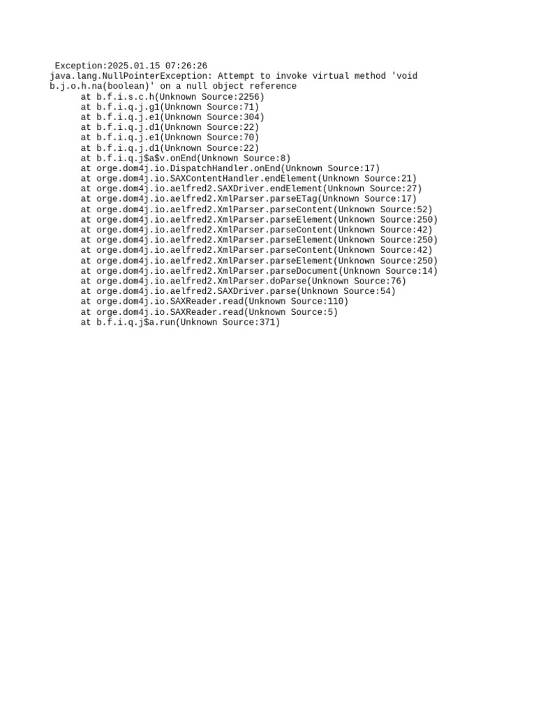 Java NullPointerException Error Log | PDF