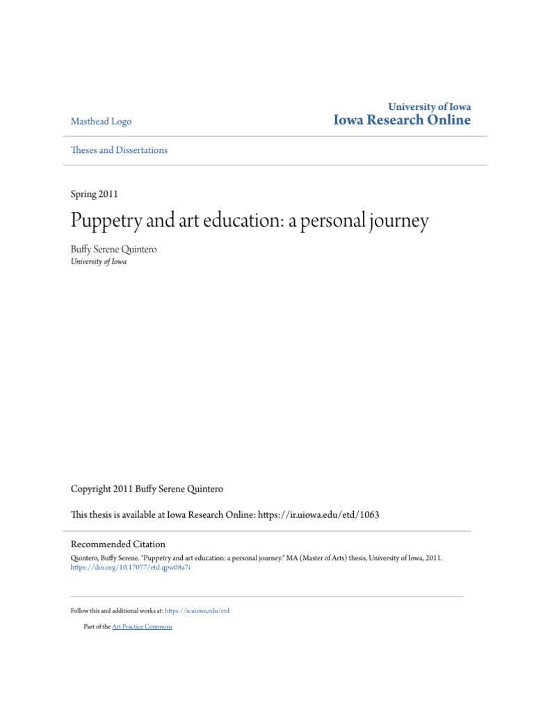 Puppetry and Art Education - A Personal Journey | PDF | Puppetry | Puppets