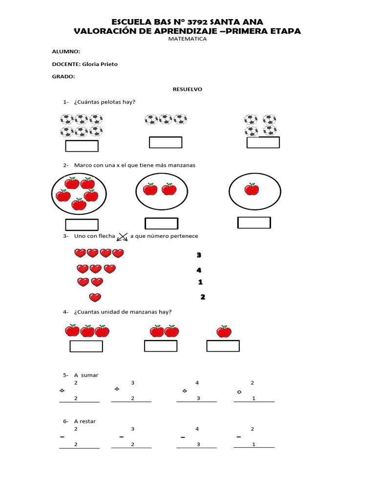 Matematic Primer Grado Evaluación | PDF