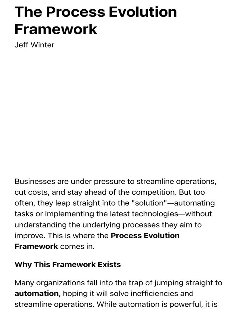 The Process Evolution Framework - Jeff Winter | PDF | Automation | Workflow