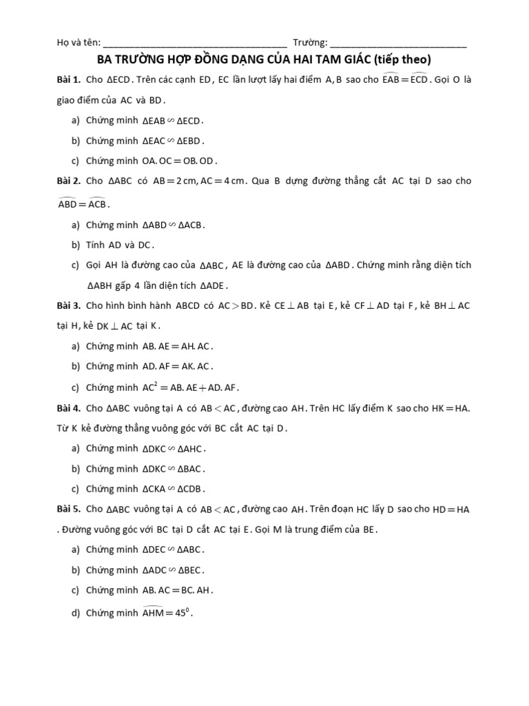Bt.16.02.2025. Ba Trư NG H P Đ NG D NG C A Hai Tam Giác | PDF