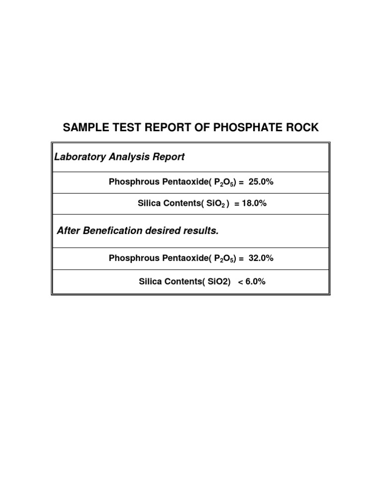 Phosphate Rock Sample Test Report | PDF