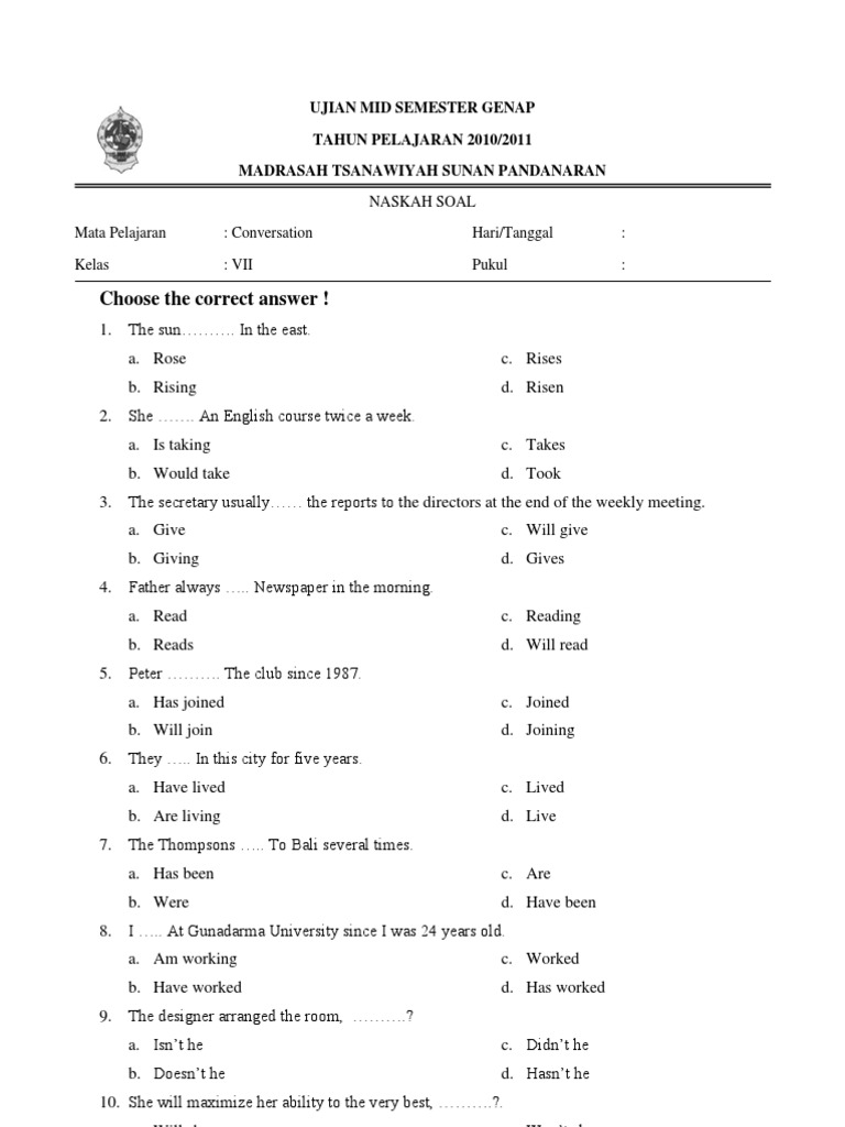 Ujian Mid Semester Genap Mts Vii | PDF