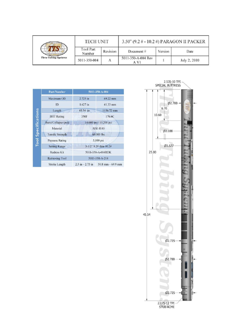5011-350-A-004 Rev A V3 Paragon Packer | PDF | Screw