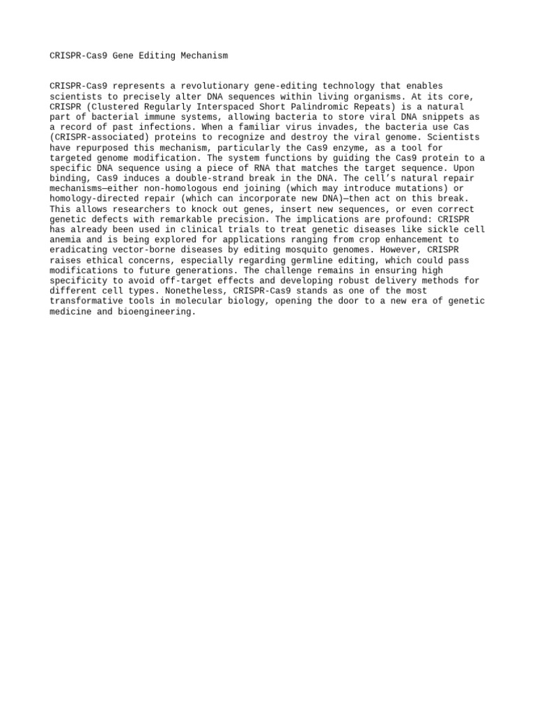 CRISPR-Cas9 Gene Editing Overview | PDF