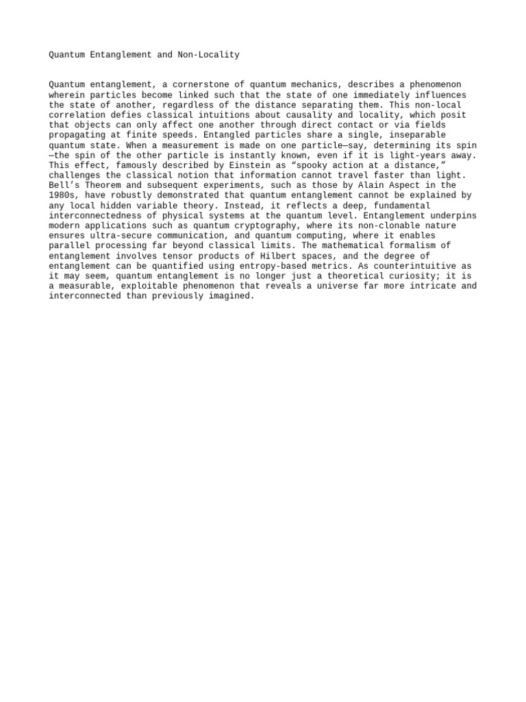 Quantum Entanglement and Non-Locali | PDF