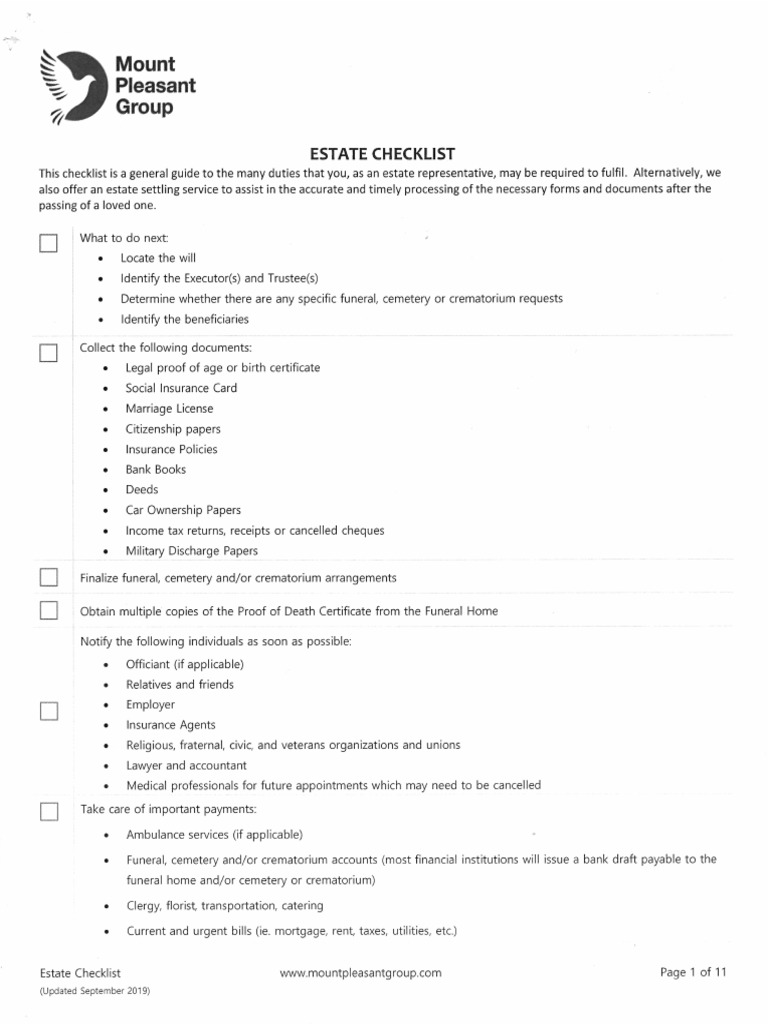 Estate Checklist 2 | PDF