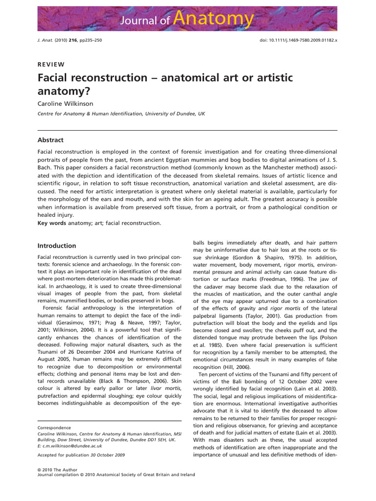 Journal of Anatomy - 2010 - Wilkinson - Facial Reconstruction ...