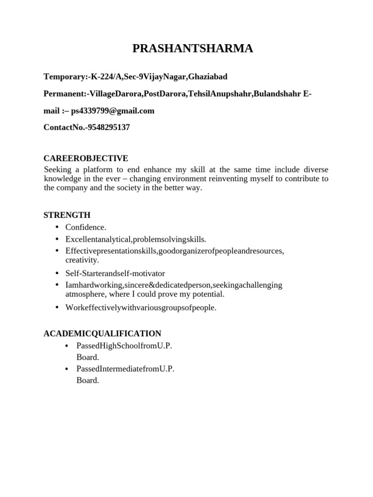 Prashant Sharma - Resume Overview | PDF