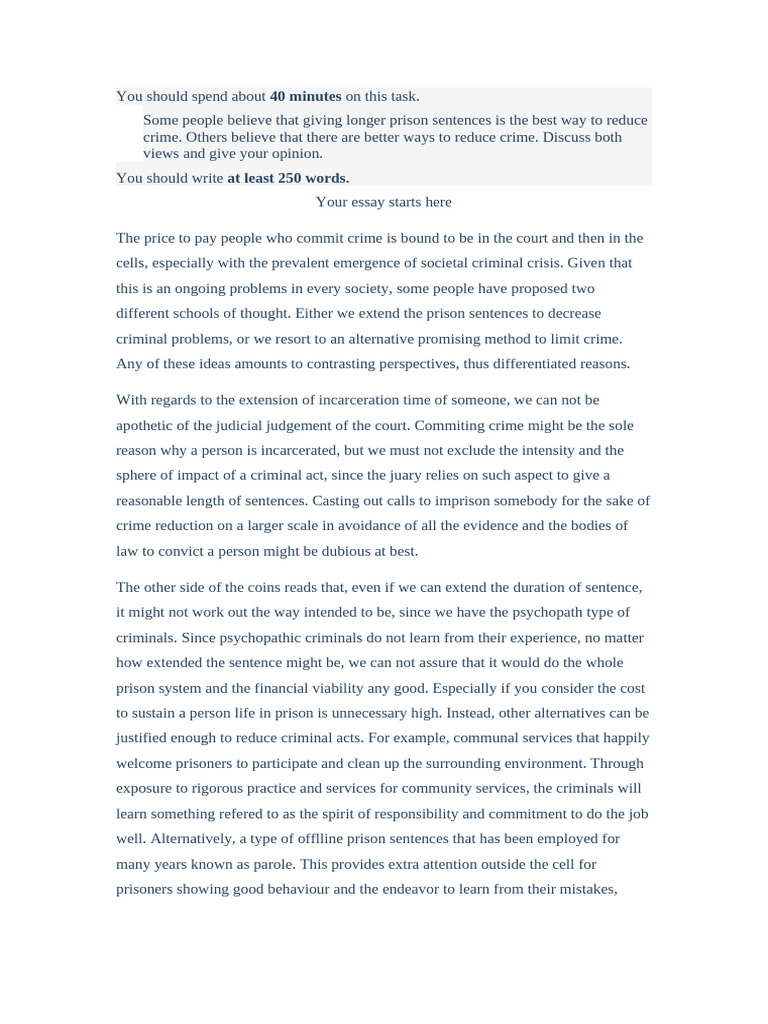 Crime Reduction: Sentences vs Alternatives | PDF | Crimes | Crime ...