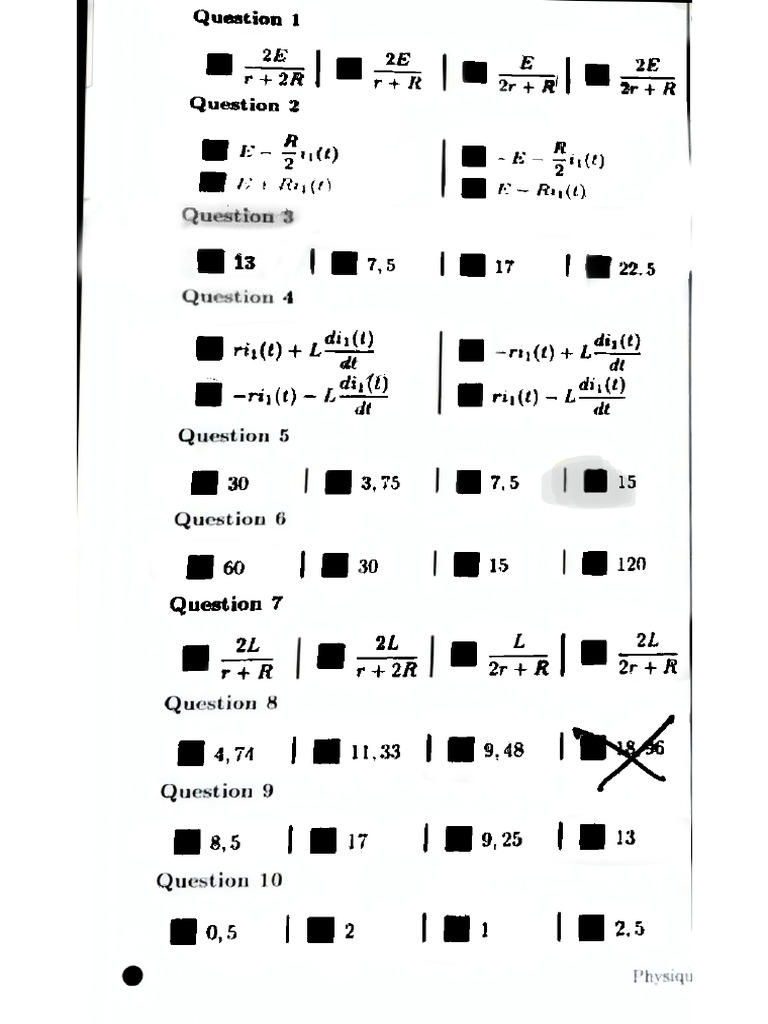 Feuille de Reponses Ensam PC 24 | PDF