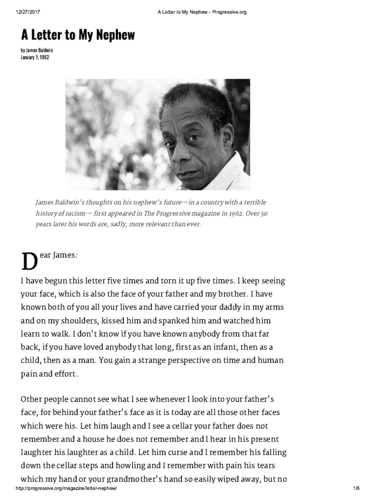 A Letter To My Nephew James Baldwin | PDF