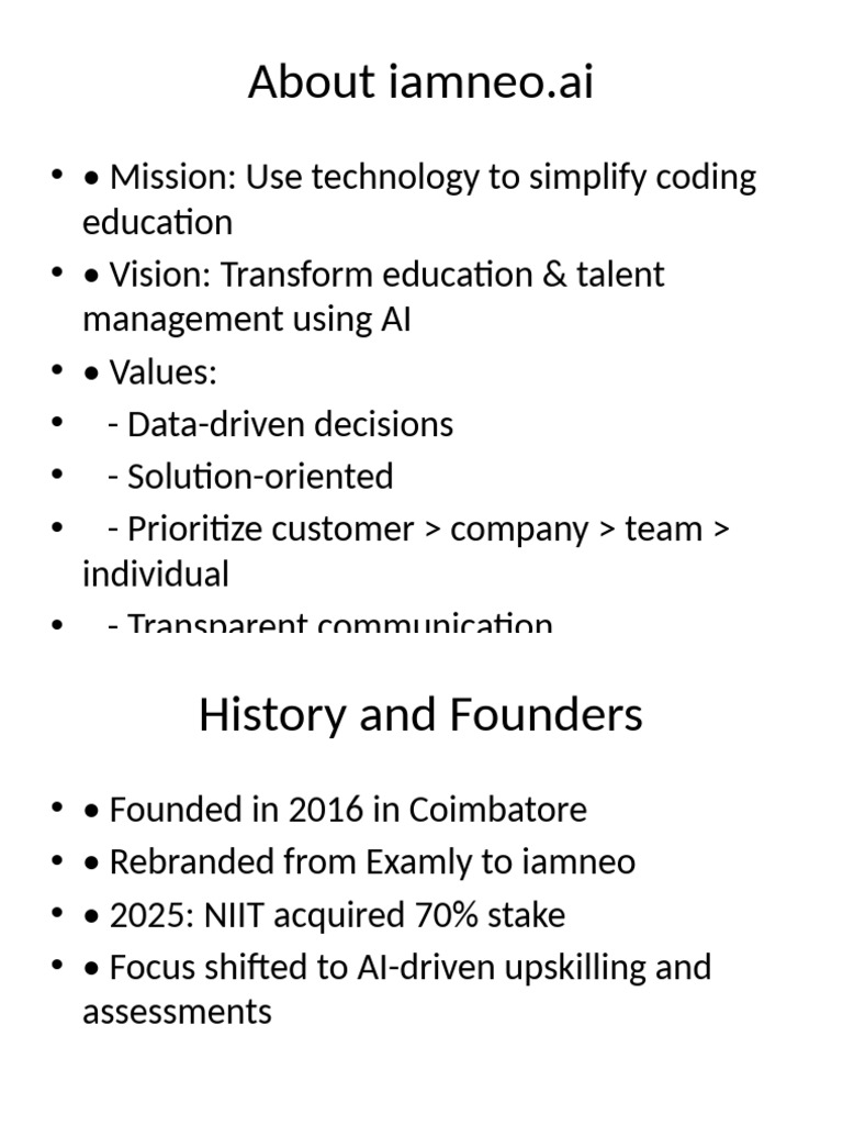 Iamneo Company Presentation | PDF