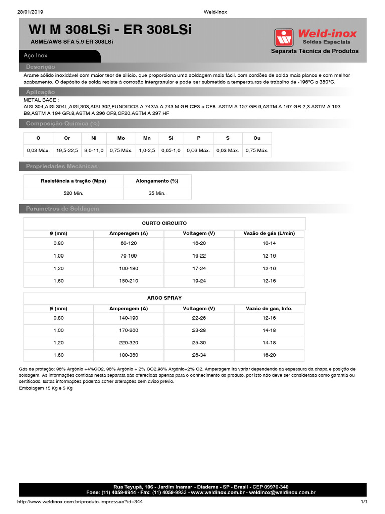Fispq Arame Weld Inox | PDF | Engenharia Civil | Química